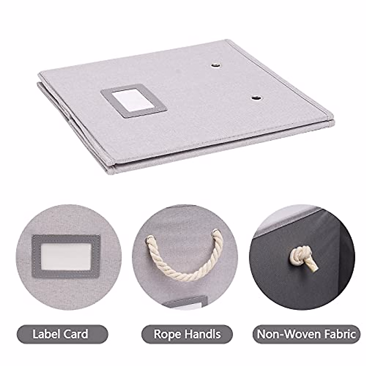 HONGKERNE Collapsible Fabric Storage Cubes 12x12x12inch,Foldable Storage Bin for Cube Organizer with Cotton Rope Handle Cube Storage Bins,Cubes Storage Bins for Closet and Shelves-Set of 2 (Gray, 12"-2 Pack)