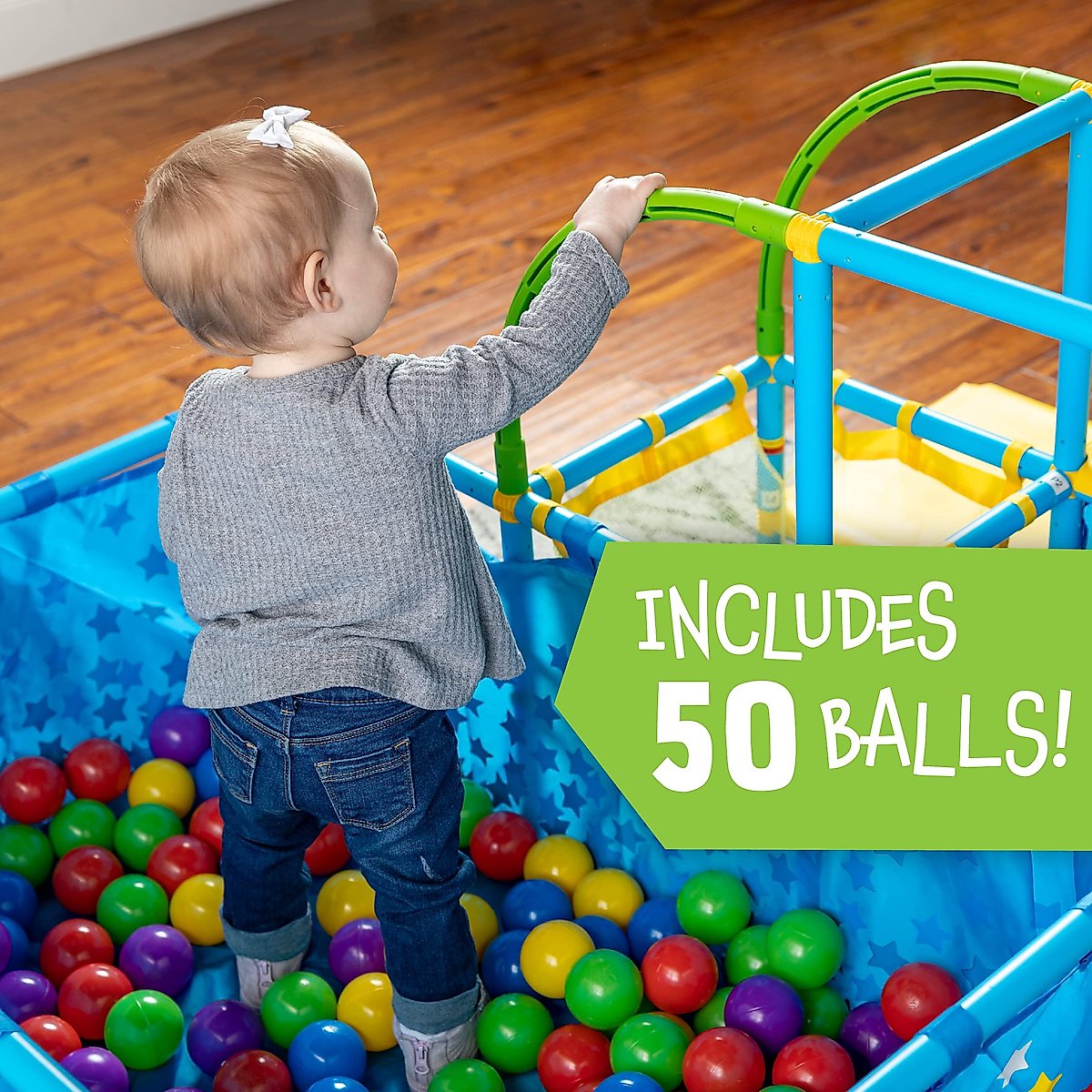 Eezy Peezy Active Play 3 in 1 Jungle Gym PlaySet – Includes Slide, Ball Pit, & Toss Target with 50 Colorful Balls