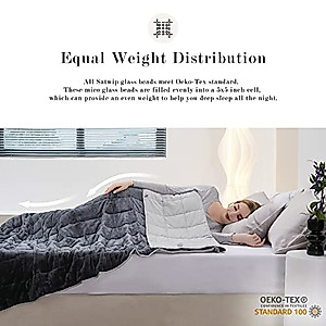 Satwip Grey Weighted Blanket 15 Pounds, Fuzzy Warm Flannel Throw Blanket with Soft Breathable Sanded, 48 x 72 inches, Grey