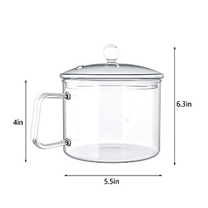 Suwimut Glass Saucepan with Cover, 1.3L/40 FL OZ Heat-resistant Glass Stovetop Pot and Pan with Lid and Handle, Clear Glass Cookware Set Cooktop Safe for Pasta, Noodle, Soup, Milk