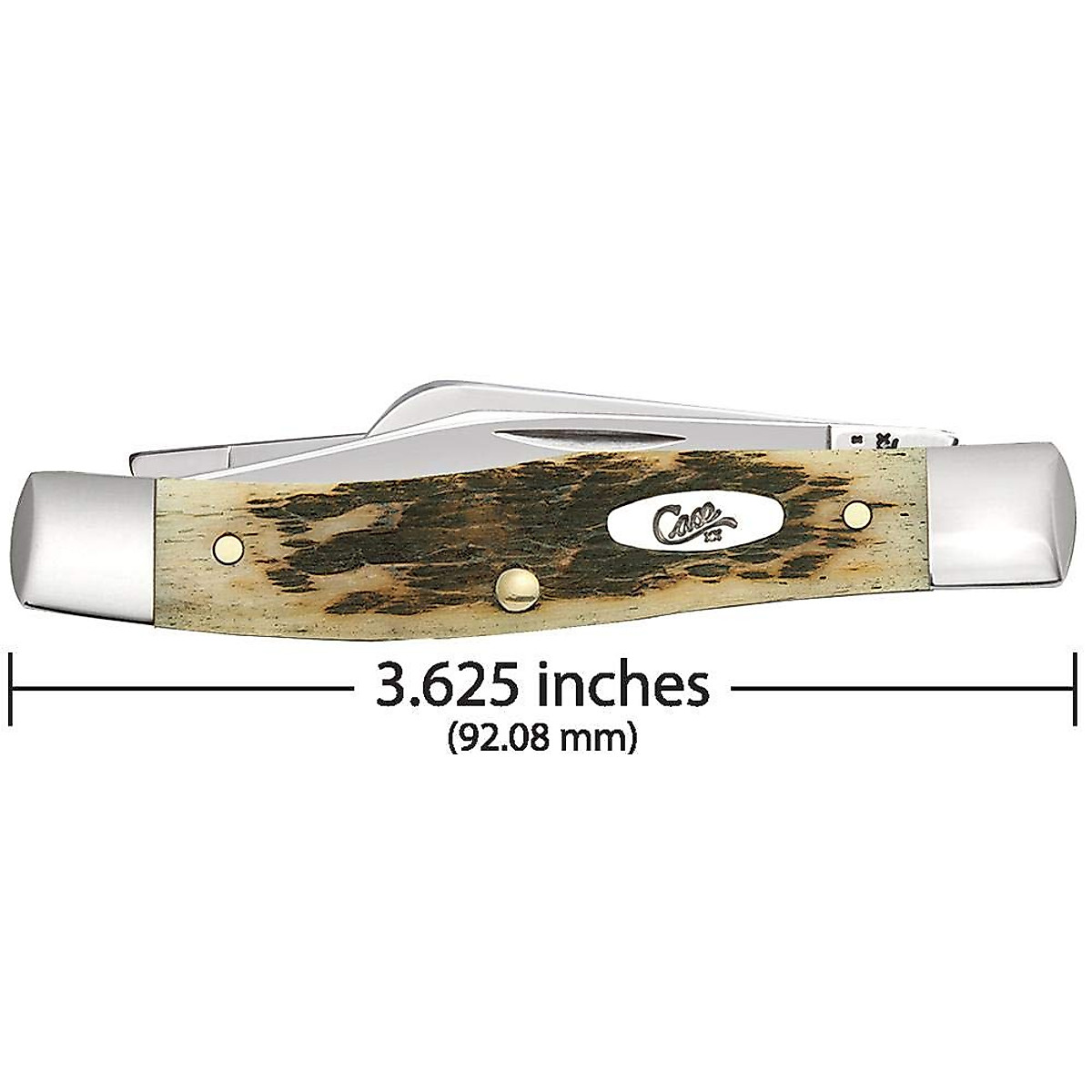 CASE KNIVES: Amber Bone Peach Seed Jig Chrome Vanadium Medium Stockman - Model #: 00079