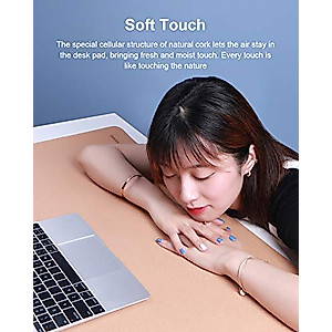 Hagibis Desk Pad, Natural Cork Large Desk Blotter Protector, Superfine Surface Material Dual Sided Desk Writing Mat for Office, Home, Gaming (Cork, 24.4" x 11.8")