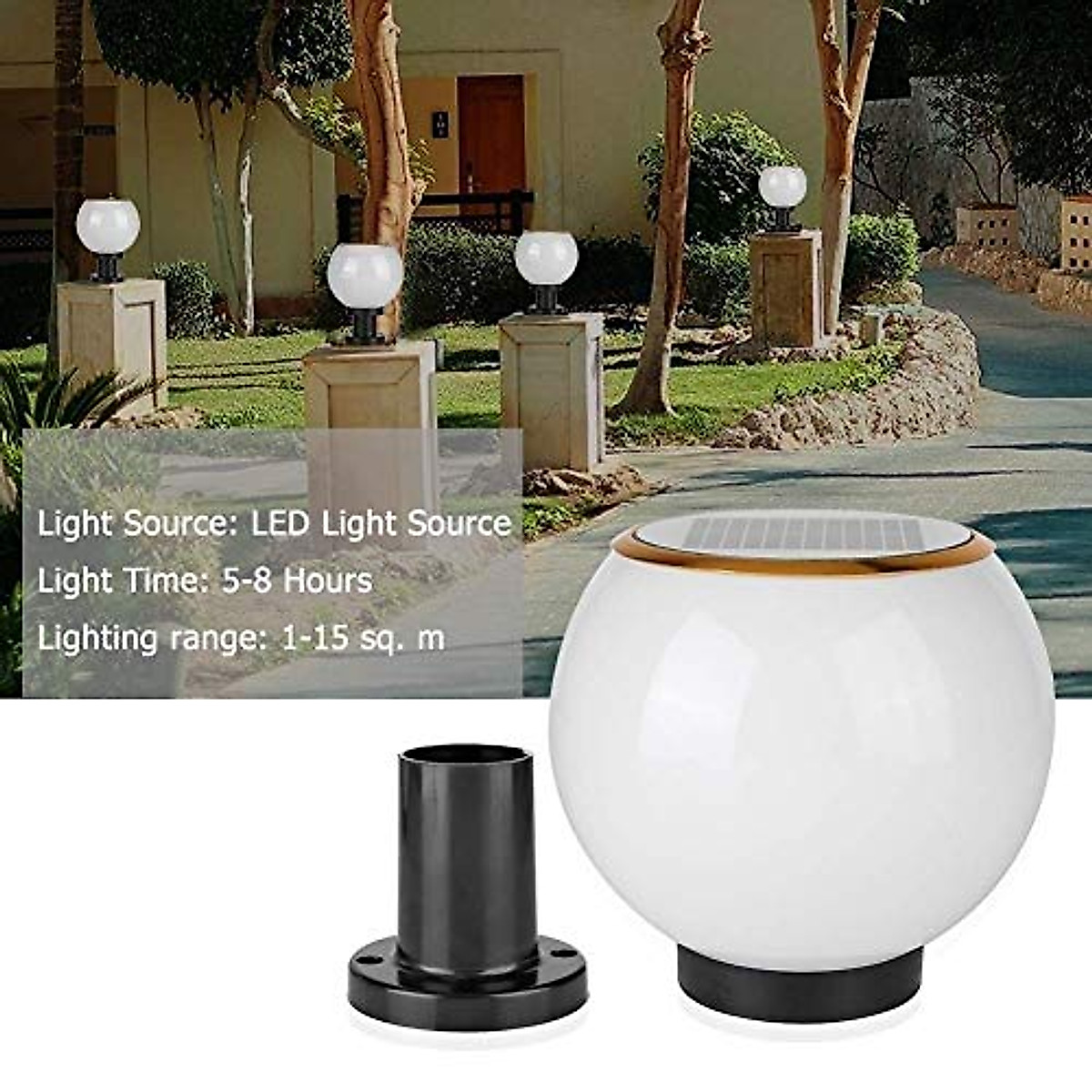 Outdoor Garden Landscape Street Light Home Door Column Wall Post Lamp IP65 Waterproof Solar Column Head Light Villa Patio Security Light Exterior Post Light Pillar Lamp