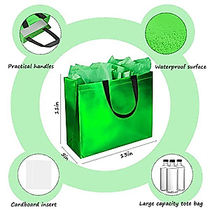 BLEWINDZ 18Pcs Large Gift Bags with Tissues for Presents - 13'' Reusable Non-Woven Gift Goodie Bags with Metallic Shiny - Party Favor Bags Tote Bags for Wedding, Birthday, Christmas