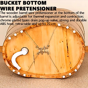 MegLob Mobile Free Standing Wooden Bathtub with Insulation Lid, Solid Wood Deep Soaking Tub with Bathtub Stool, Compact Soaker Lit for Small Bathroom with Pop-Up Drain Valve & Drain Hose,Light