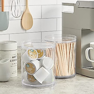 STORi Bella 2-piece Stackable Clear Tall Plastic Container Set | Round Vanity Storage Organizers with Lids for Hair Accessories & Beauty Supplies | Made in USA