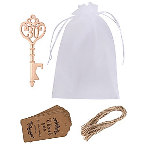 XIUSHE 30 PCS Rose Gold Key Bottle Opener 30th Birthday Souvenirs Party Decor or 30th Gold Wedding Anniversary Party Gifts 30 Birthday Party Favors for Guests Party Supplies (Rose Gold 30)