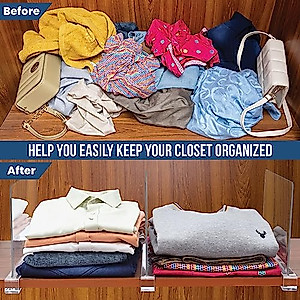 SC Shiza Care 8 Pcs Acrylic Shelf Dividers for Closet Organization - Clear Closet Organizer for Shelves - Suitable for Max 0.8 inch Thick Wooden Shelves in Bathroom, Kitchen, Bedroom, Office