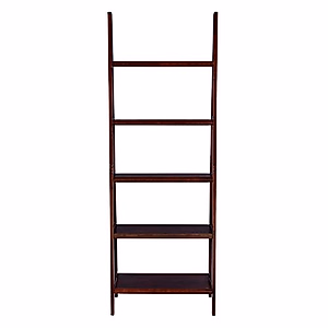 Linon Archdale Wood Ladder Bookshelf in Espresso
