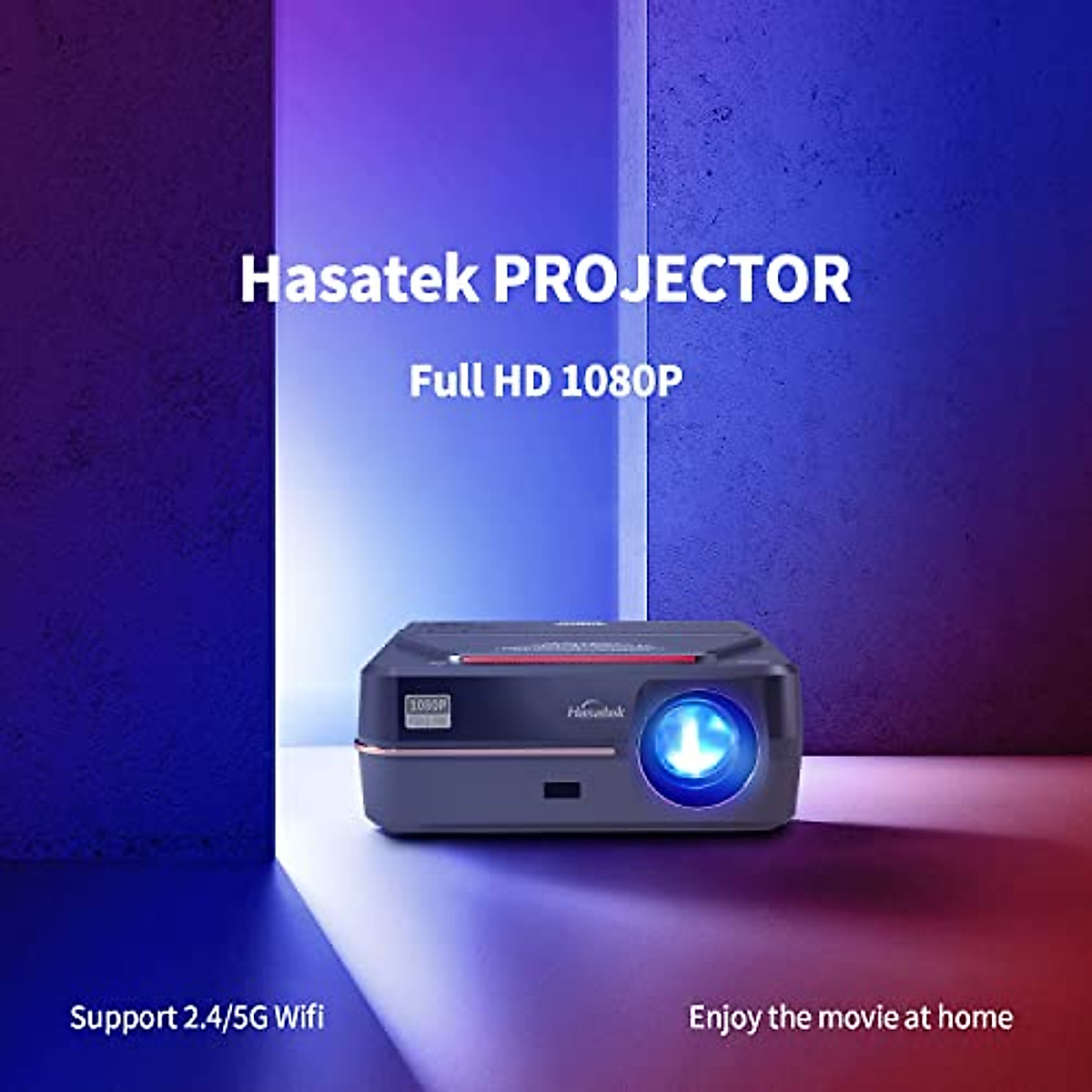 Hasatek Projector with WiFi and Bluetooth,400 ANSI Lumen Projector 4k HD Projector 1080p,Outdoor Portable Projector, Home Movie Theater Projector Compatible with iOS,Android,PC,Xbox,TV Stick,HDMI,USB