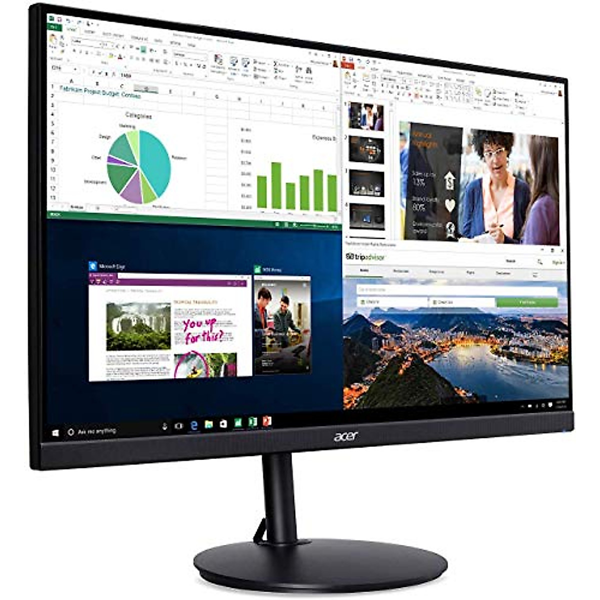 Acer CB272 bmiprx 27" Full HD (1920 x 1080) IPS Zero Frame Professional Home Office Monitor with AMD Radeon Free Sync, Height Adjustable Stand with Tilt & Pivot | Display, HDMI & VGA ports, Speakers