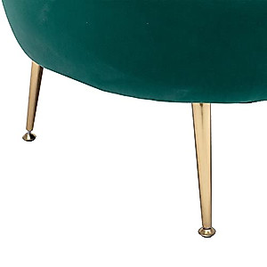Homtique Modern Velvet Accent Chair, Single Sofa Barrel Chair with Gold Legs Comfy Upholstered Leisure Chair Curved Back Armchair Side Chair for Living Room, Bedroom (Emerald, Right)