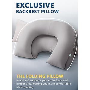 INSEN Reading Pillow, Back Pillow for Sitting in Bed for Reading, Nurse & Relax, Reading Pillow for Adults, Moms & Kids, Sit Up Pillow for Bed