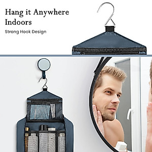 Maliton Hanging Toiletry Bag | Compact Travel Toiletry Bag for Men/Women | Foldable Mens Hygiene Bag with 4 Compartments| Waterproof Travel Bathroom Bag (Navy Blue)