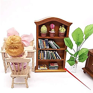 EatingBiting Adult scene 1:12 Handmade Dollhouse Miniature Furniture Wooden Bookcase Wood Shelf Cabinet Mini Wooden Pretend Play Four Floors Bookshelf Toy Dollhouse Furniture Accessory Doll House Deco