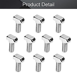 MroMax M6-1x16mm T Slot Bolts Carbon Steel Drop-in Stud Sliding Screw Bolt Metric Hammer Head Bolt for European Standard 30 Series Aluminum Extrusions Silver 10Pcs