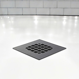 4-1/4” Square Snap-in Black Shower Drain - Matte Black Shower Drain - 4.25 inch Shower Drain Cover - Durable Square Shower Drain and Floor Drain Cover- **3" OD Snap-in Prong to Prong**