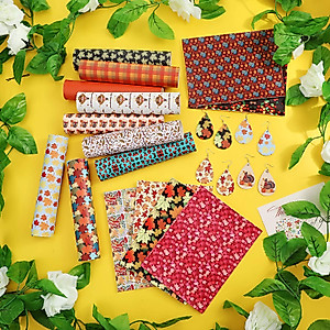 15 Pieces Thanksgiving Faux Leather Sheets Printed Fall Leaves Printed Leather Sheets for DIY, 8.3 x 6.3 Inch