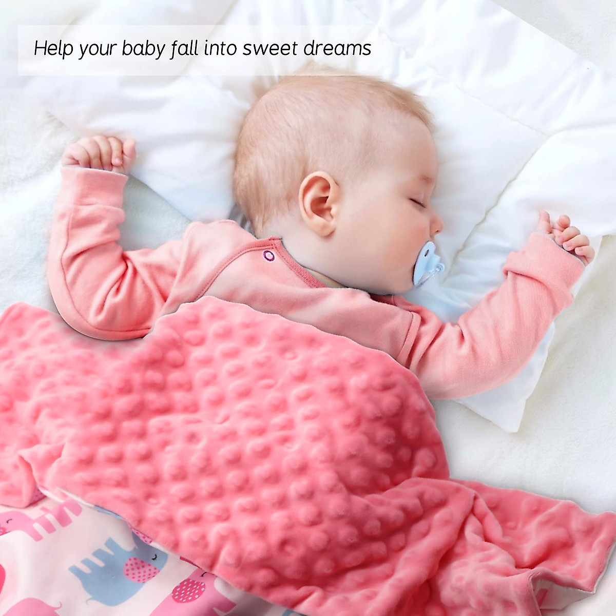 Kids Baby Blankets, Baby Girls Pink Blanket Bed Printed Animal Elephant Blankets, Baby Girl Blankets Soft Plush Toddler Blankets, Shower Gifts for Girls, Elephant, Pink, 30x40 Inches (76x102cm)