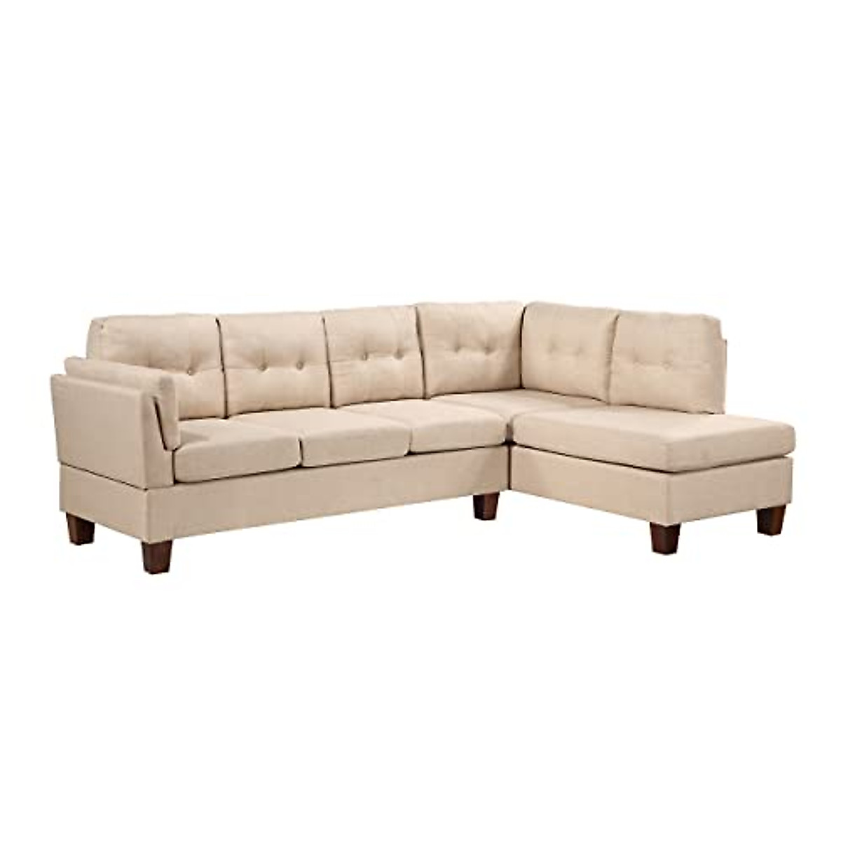 Provins Khaki Linen Modern Sectional Sofa with Right Facing Chaise