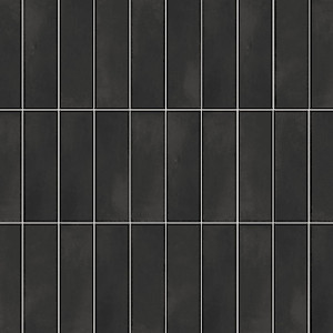 Merola Tile Coco Matte Black Hat 2" x 5-7/8" Porcelain Floor and Wall Tile