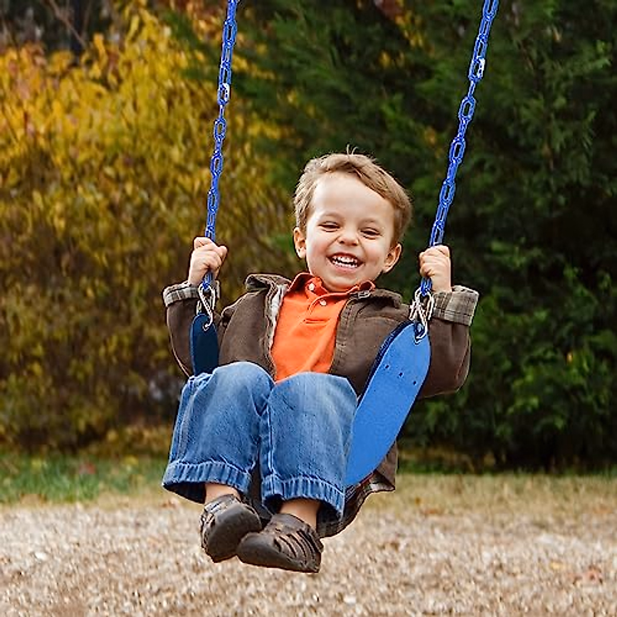 Swing for Outdoor Swing Set - Pack of 1 Swing Seat Replacement Kit with Heavy Duty Chains - Backyard Swingset Playground Accessories (Blue)