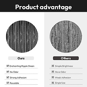 Isaspire 2 Pack Foil Fringe Backdrop Curtains, Tinsel Backdrop Door Fringe, Streamer for Birthday Graduation Bachelorette Halloween Christmas Party Decorations and Photo Booth Props- Glossy Black