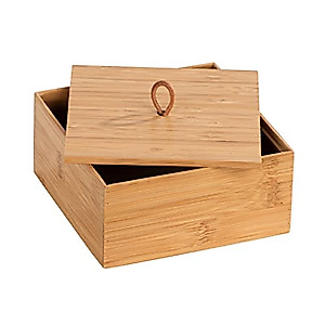 WENKO Terra M 23923100 Bamboo Storage Box with Lid 15 x 7 x 15 cm Brown