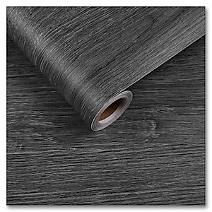 CRE8TIVE 12"x354" Grey Wood Peel and Stick Wallpaper Removable Self Adhesive Dark Wood Grain Contact Paper for Cabinets Durable Thick Distressed Wood Look Wallpaper Decorative Vinyl Roll for Furniture