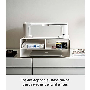 Yamazaki Home Desktop Printer Stand - Computer Accessory Office Organizer, Steel, Minimal Assembly Req.