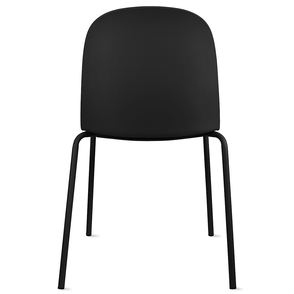 2xhome Modern Stackable Armless Dining Chair, Plastic Shell Seat with Metal Legs for Indoor Outdoor Home Kitchen Patio Cafe, Black