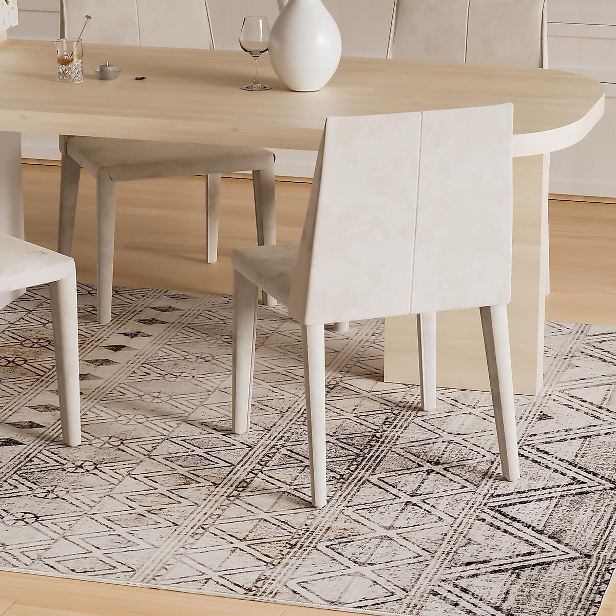 OMERAI Washable Rugs 5x7 Boho Washable Rug Anti-Slip Backing Soft Woven Washable Rug for Living Room, Bedroom, Home Decor, Beige Washable Area Rug (5'x7', Khaki)