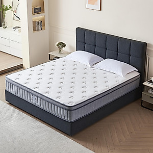 IEI Queen Mattress, 10 inch Hybrid Mattress Queen Size in a Box, Memory Foam Mattress with Pocket Springs, Medium Firm, Pressure Relief & Motion Isolation, CertiPUR-US Certified, 365-Night Trial