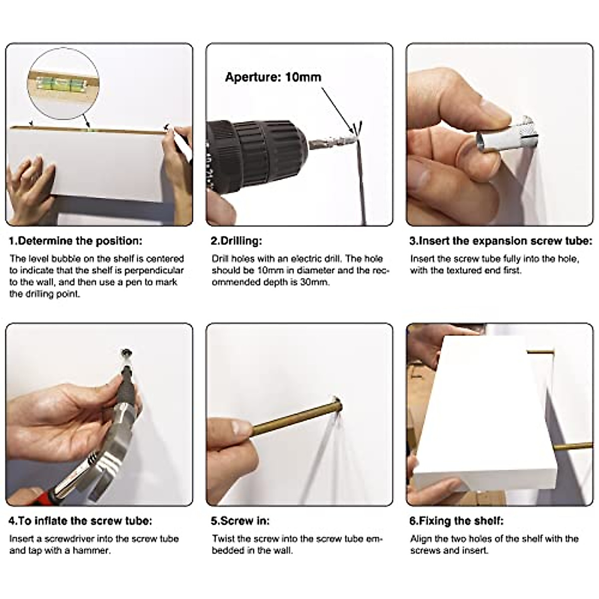 Fixwal Floating Shelf, Set of 4 White Shelves with Invisible Brackets, Decorative Wall Shelves for Bathroom Living Room Bedroom Kitchen Study(15 x5.9 x1.2in)