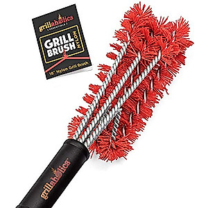 Grillaholics Essentials Nylon Grill Brush - Bristle Free Alternative - Nylon Cold Scrub Technology Cleans Between The Grates - Lifetime Manufacturer's Warranty