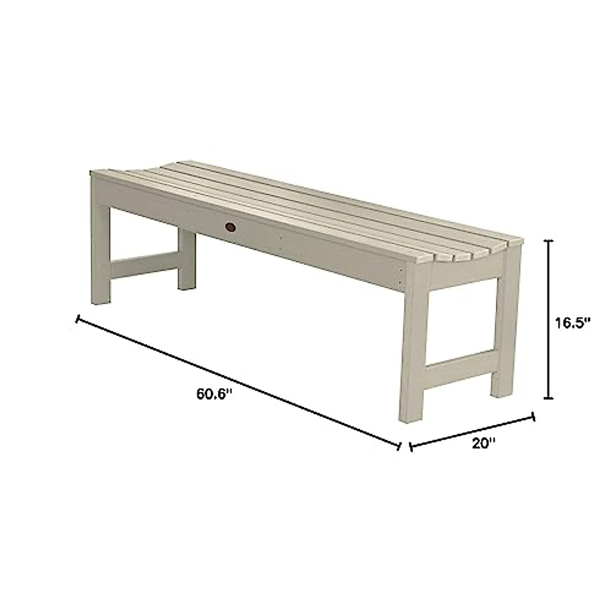 highwood Lehigh Picnic Garden Bench, 5 feet, Whitewash