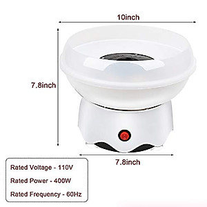 Outamateur Cotton Candy Machine,Homemade Cotton Candy Maker with Large Splash-Proof Plate,10 Bamboo Sticks and Sugar Scoop for Home Birthdays,Family Parties,Festivals,Weddings (White)