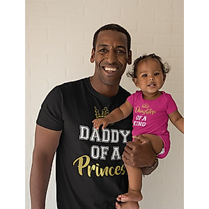 Tstars Daddy of a Princess Daughter of a King Dad and Baby Matching Outfits Gifts for New Dads Fathers Day Shirts Set man Black Large/baby Wow pink Newborn (0-3M)