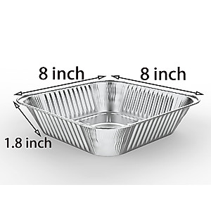 WANBAO 30 Pcs Disposable Aluminum Tin Foil Baking Pans Bakeware Square 8'' X 8'' X 2'' Inch Meal Prep for Catering, Baking Cakes, Breads, Brownies, Bread, Meatloaf, Lasagna