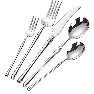 Cutlery Set 20 Pieces Stainless Steel Silverware Set, Dining Modern Elegant Flatware Travel Silverware, Home, and Restaurant Cutlery