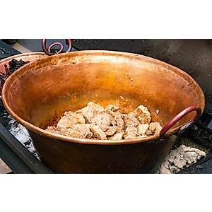 CEMCUI Copper Cazo 7.5 Litre Saucepan (253 Liquid Ounces) Hammered Copper Ideal for Meats, 32 cm Diameter (12.5 Inches)
