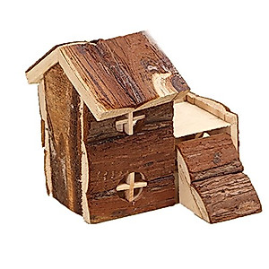 emours Natural Chewable Hamster Hideout Wooden Hut Play House, Small