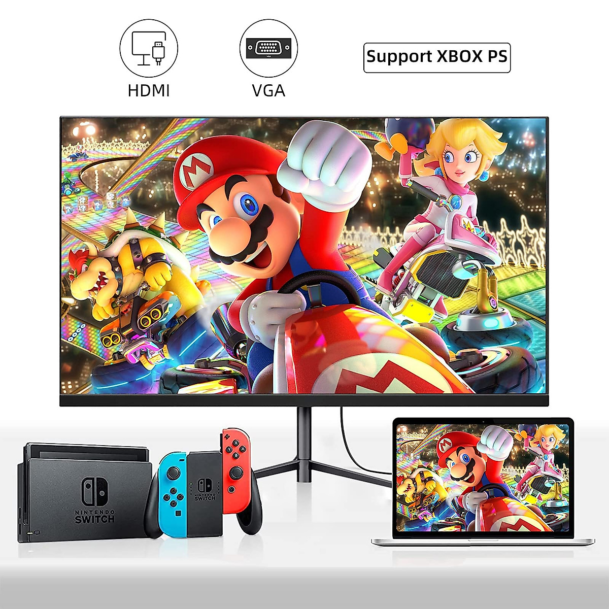 AISHICHEN 21.5 Inch Computer Monitor, Build-in Speakers, 75Hz 1080P, FHD Desktop Monitor, HDMI Monitor, Led Monitor, IPS Monitor with HDMI & VGA Ports, VESA Wall Mount (21.5 inch + w/Speakers)