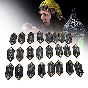 CALIDAKA Rune Stones Card Set, Zinc Alloy Wood Rune Stones Nordic with Storage Bag Props,Handmade Woodcut Rune Set Family Portable Home Entertainment Toys Supermarket Beginner Board Game