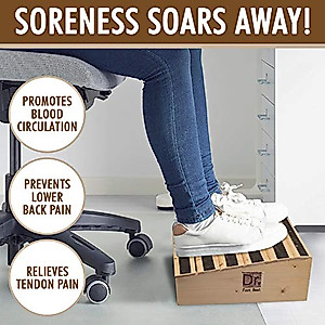 Dr. Foot Rest Wood Ergonomic Wood Foot Stool Under Desk Foot Rest with 17.7" Width for Office Home to Relieve Tendon Pains and Improve Blood Circulation