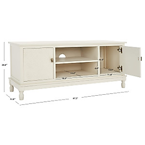 Safavieh Home Collection Halton Distressed White 2-Door 1-Shelf Entertainment Stand up to 55" Flatscreen TV Media Unit
