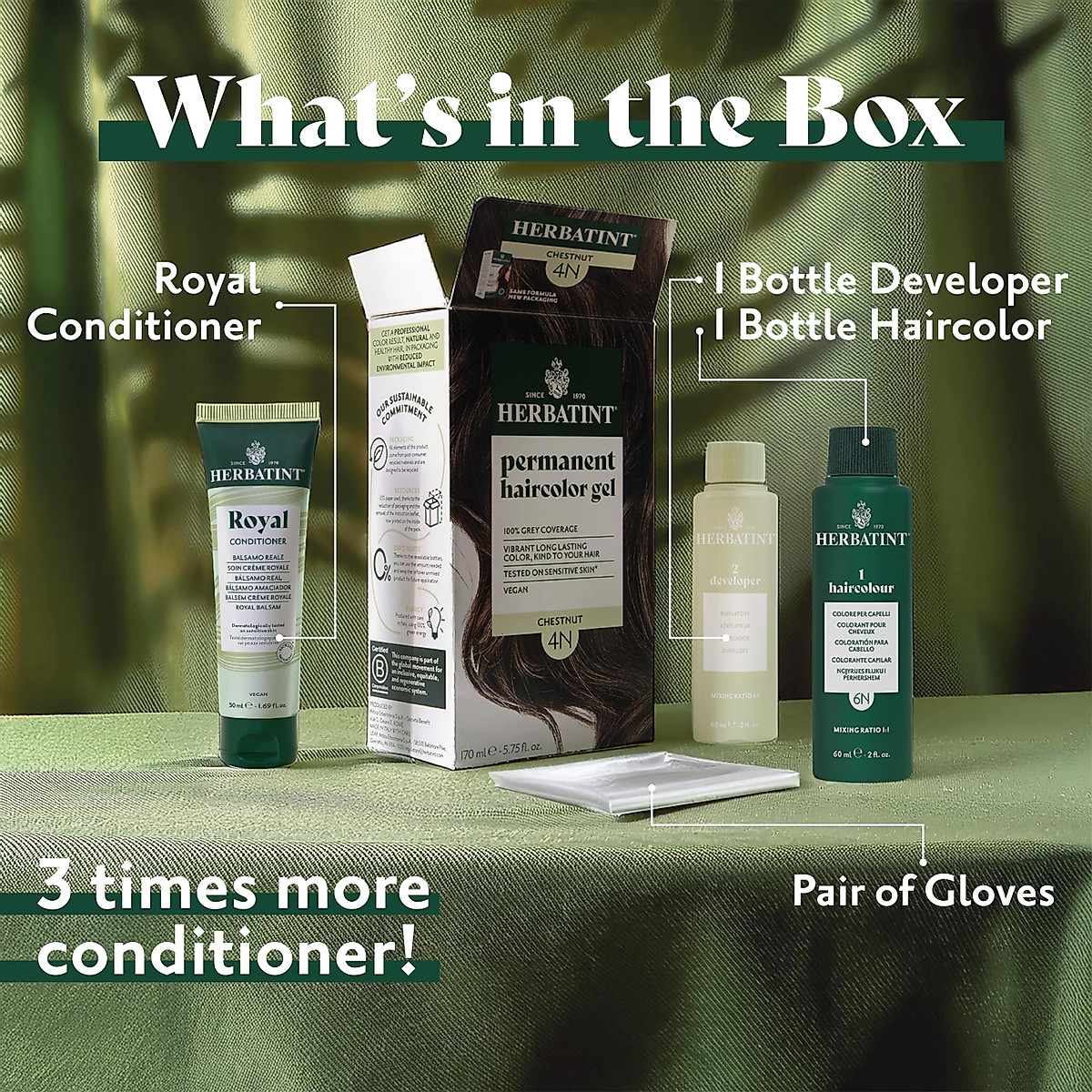 Herbatint Permanent Hair Dye For Women - 5C Light Ash Chestnut - For Up To 100% Gray Coverage of Resistant Gray Hair - Ammonia-Free, Alcohol-Free & Vegan - Salon Influenced Hair Color 5.75 fl oz