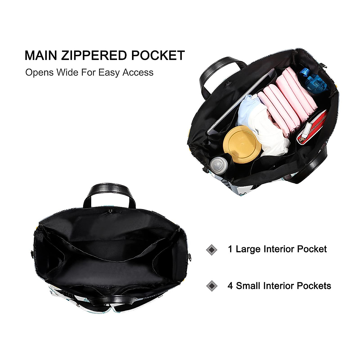 Cute Dinosaur Diaper Bag Tote with Stroller Straps, Funny Animal Large Capacity Baby Stroller Organizer Bag, Multi-Function Nappy Bag Travel Handbag