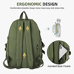 KEYEMP Casual Daypack Cute School Backpacks for Men Women Lightweight Durable Bookbag for High Middle School, Fashion Travel Bag, Gift,Olive Green