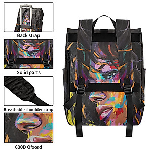 ALAZA Afro African American Woman Art Painting Large Laptop Backpack Purse for Women Men Waterproof Anti Theft Roll Top Backpack, 13 - 17.3 inch, Multi, One Size